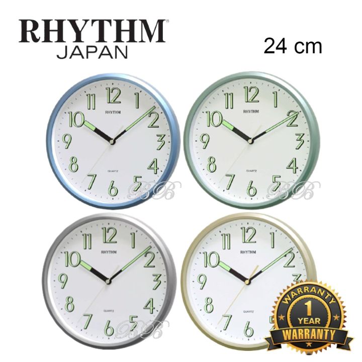 100% ORIGINAL RHYTHM Luminous Analogue Wall Clock (Jam Dinding ...