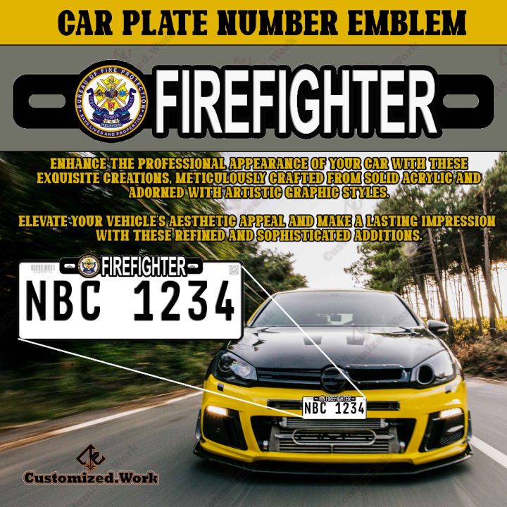 Firefighter BFP Motorcycle Car Plate Number Emblem Badge | Lazada PH