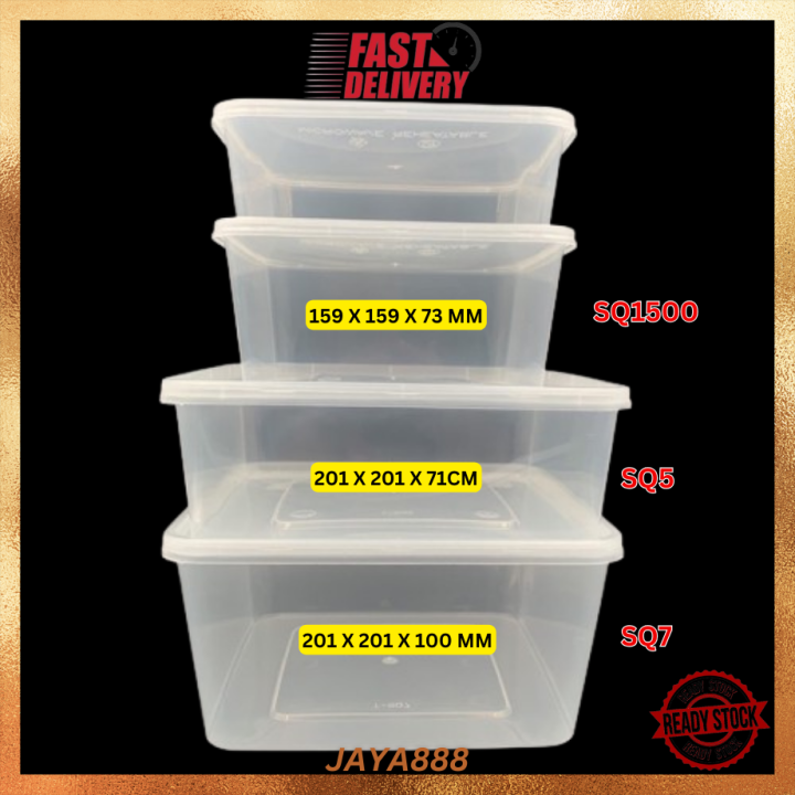 SQUARE FOOD CONTAINER C/W LIDS / CONTAINER PETAK / BEKAS KEK BUAH PETAK ...