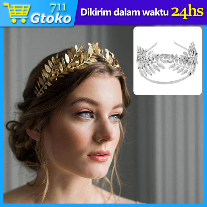Bando Daun Gold Mahkota Daun Yunani Emas Hias Rambut Headpiece Motif ...