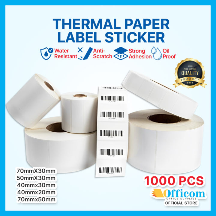 Officom 1000pcs Thermal Paper Label Sticker Thermal Paper Barcode ...