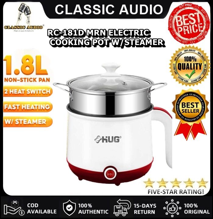 HUG Mini Rice Cooker, 1.8L Multi-function Cooker Non-Stick Inner Pot ...