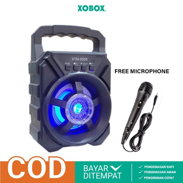 Speaker Bluetooth Portable Karaoke 3" Type 5009 Free Microphone - XOBOX ...
