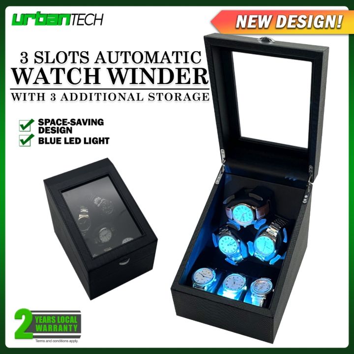 a 3+3 Slot Automatic Watch Winder Leather Storage with Additional ...