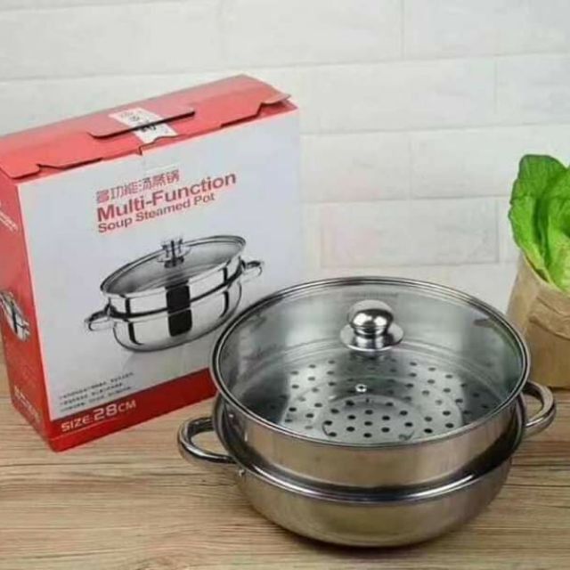 (Bao shu) 2 Layer Stainless Steamer Steel Steam Pot Set Saucepot Double ...