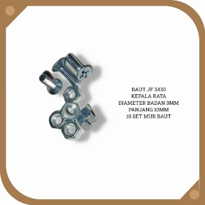 MUR BAUT Skrup Elektronik Baut JF 3x10 Stainless steel isi 20 SET ...