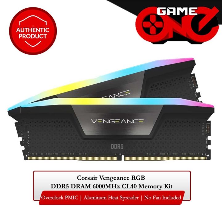 Corsair Vengeance RGB DDR5 DRAM 6000MHz C40 Memory Kit - Black (32GB ...