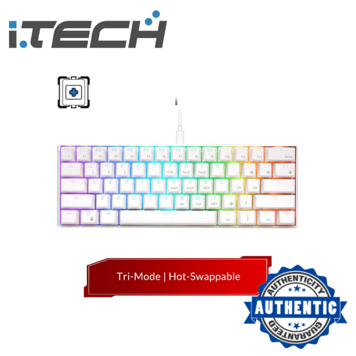 RK Royal Kludge RK61 Tri-Mode Compact 61-Keys Mechanical Keyboard ...