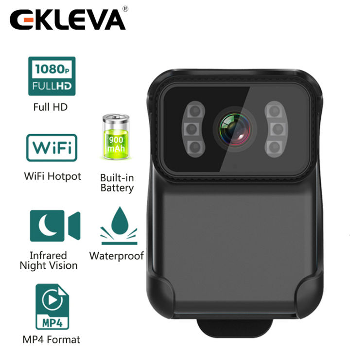 EKLEVA HD 1080P WiFi Portable Mini Camcoder Wearable Police Body Action ...