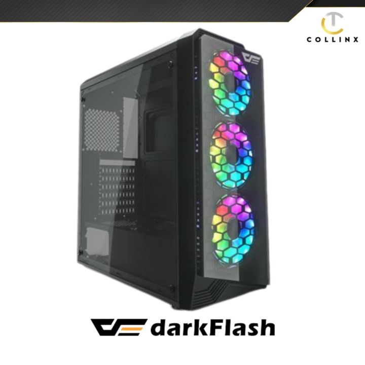 DarkFlash Water Square 5 Case | With Free 3 RGB Fans | Black ATX Mid ...