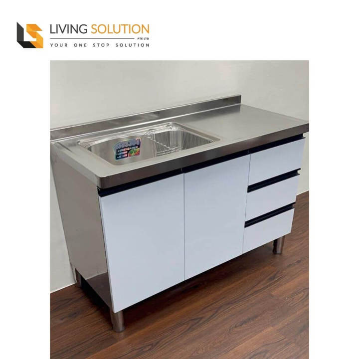 SUS 201 Stainless Steel with SUS 304 Table Top Kitchen Cabinet 120cm ...
