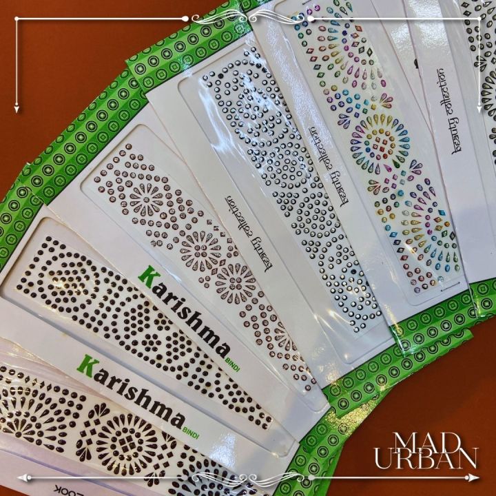 Sticker Pottu/ Sticker Bindhi One Long Card in Black, Maroon & Grey ...