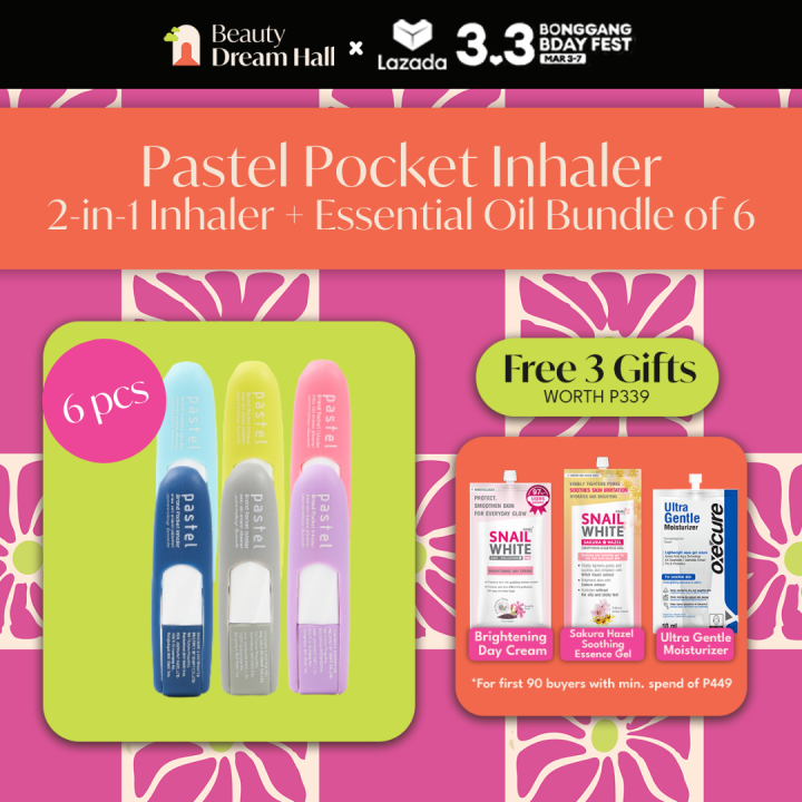 2-in-1 Pastel Pocket Inhaler 6pcs [Menthol Vapors, Relieves Nasal ...