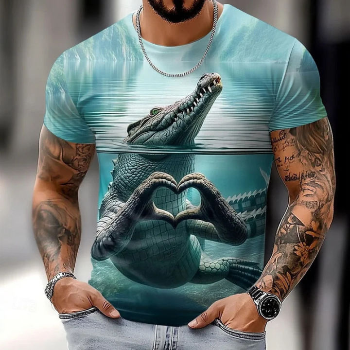 CODNew for Crocodile T-Shirts Cute Animal 3D Print Men's Woman Casual ...