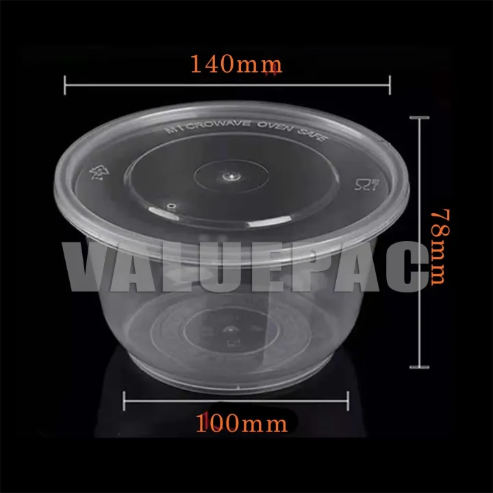 Microwavable Plastic Round Bowl for Soup Takeout Containers 850ml (VCL ...