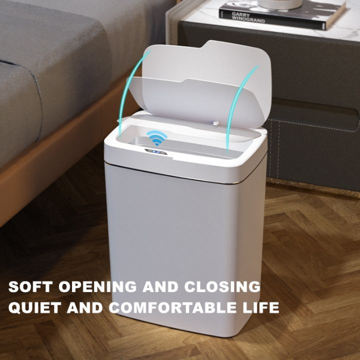 14L Smart Trash Bin Wireless Sensor USB Rechargeable Automatic Trash ...