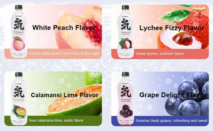 [4 VARIAN] CHI Forest Sparkling Water Lychee Peach Grape Calamasi 480ml Minuman Soda Bebas Gula ...