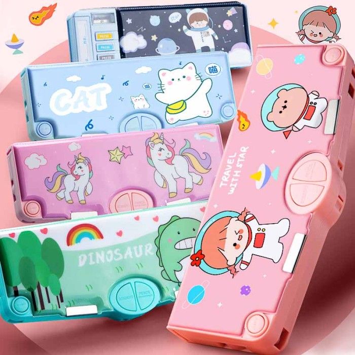 Kotak Pensil Multifungsi Motif Kartun Alat Tulis Sekolah Bahan Plastik ...