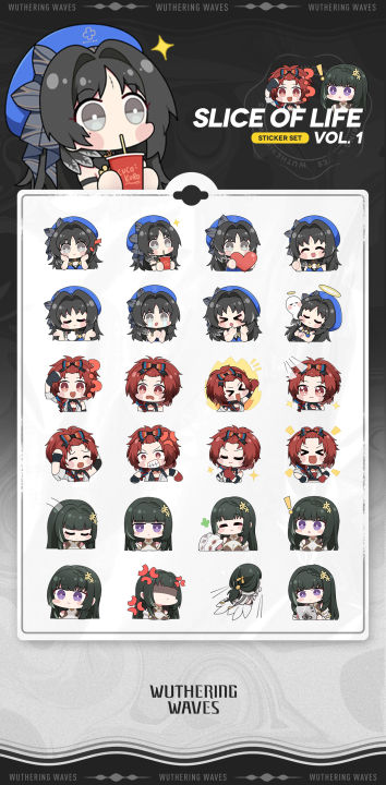 Wuthering Waves Character's EMOJI/CHIBI | Laminated Waterproof Vinyl ...