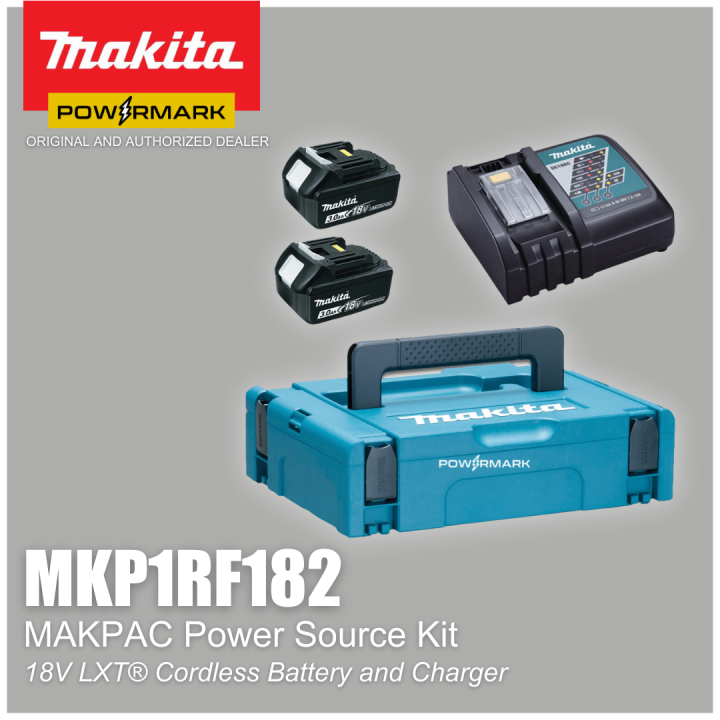 MAKITA MKP1RF182 MAKPAC Power Source Kit 18V LXT® Cordless Battery and Charger (2 Batteries / 1 ...