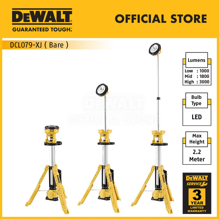 Dewalt DCL079-XJ 18/20V Cordless Tripod LED Light, 3000 Lumen, 3 ...