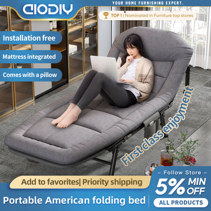 AIODIY folding bed portable foam movable bed outdoor adjustable folding ...