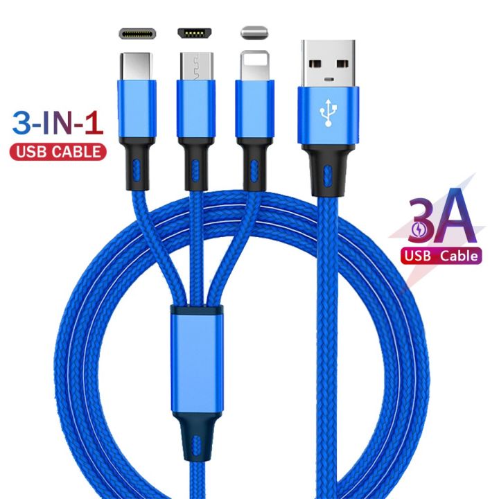 3 In 1 Ios USB Android Micro USB Type C ข้อมูลซิงค์สายชาร์จ | Lazada.co.th