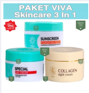 Viva Skincare Sunscreen Foundation-Spesial Day Cream-Collagen Night ...