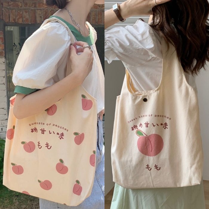 LALABAG - กระเป๋าผ้าลายลูกพีช sweet taste of peaches | Lazada.co.th