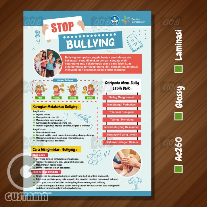 Poster Stop Bullying A, Poster Edukasi Anak Laminasi A3 | Lazada Indonesia