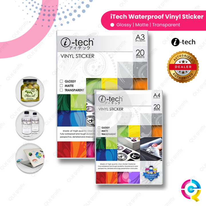 ITech Vinyl Sticker Waterproof A4 Matte / Glossy / Transparent 20Sheets/pack Printable | Lazada PH