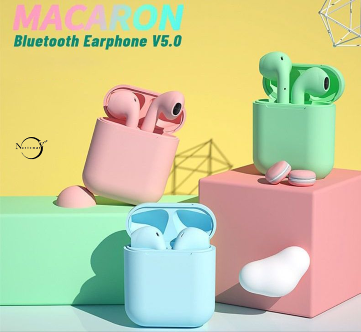 CN HEADSET HANDSFREE EARPHONE BLUETOOTH WIRELLES i12 MACARON HEADSET ...