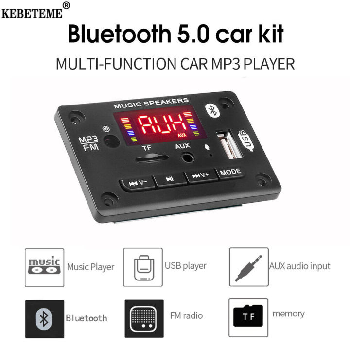 KEBETEME Bluetooth 5.0 MP3 Decoder Decoding Board Module 5v 12v Car USB ...