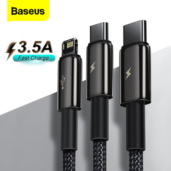 Baseus Metal 3 in 1 USB Cable usb to lightning cord for iphone 12 ...