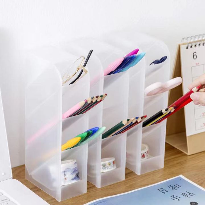 Pen Holder Ballpen Holder Simple transparent frosted oblique pen holder ...