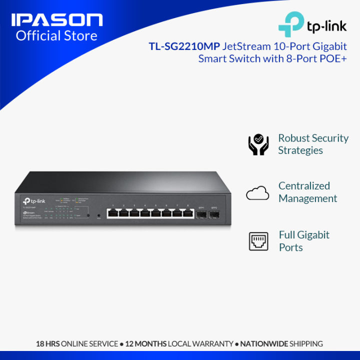 Tp-link SG2210MP jetstream 10-port gigabit smart switch with 8-port POE ...