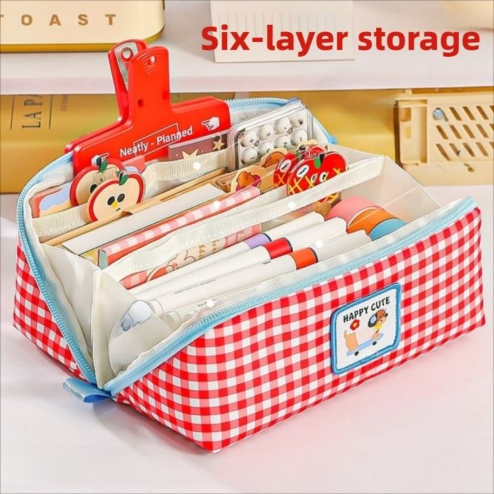CHICKETTI แบบเกาหลี กล่องดินสอปริซึม ความจุขนาดใหญ่ ที่เก็บของบนโต๊ะ ...