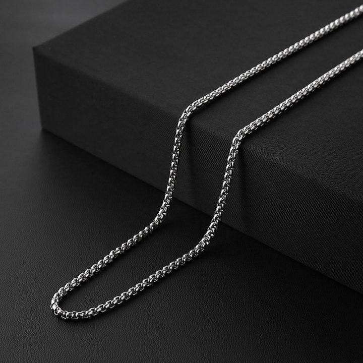 FASHION NINE Stainless Steel Pearl Chain Men's Necklace Square Pearl ...
