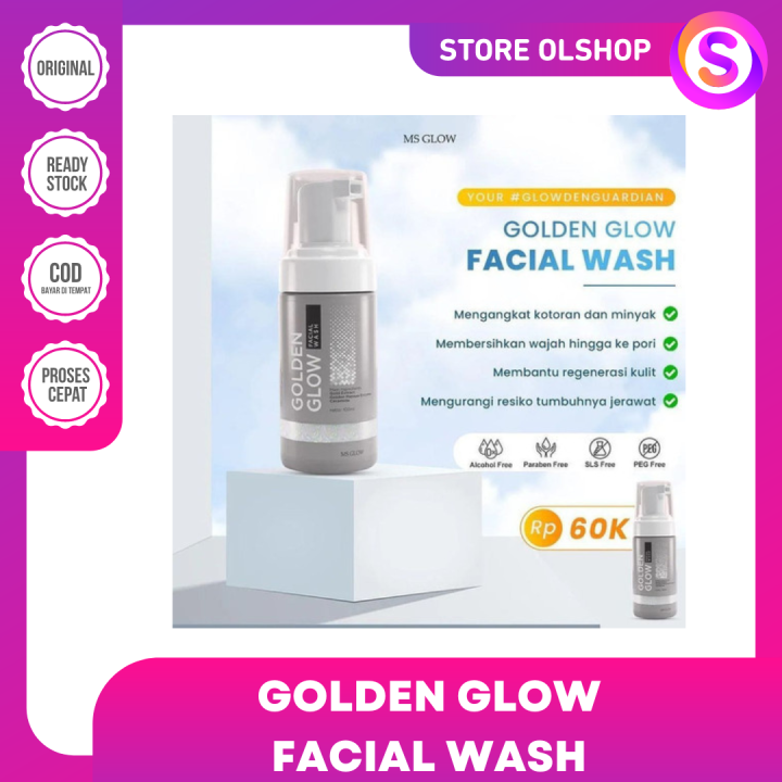 NEW GOLDEN GLOW FACIAL WASH MS GLOW - FOR ACNE & SENSITIVE SKIN - Sabun ...