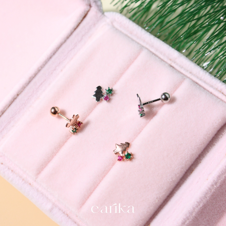 earika.earrings - mini Xmas tree piercing จิวเม็ดกลมรูปต้นคริสต์มาสขนาด ...