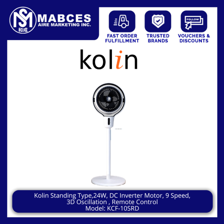 Kolin Standing Type, 24w, Dc Inverter Motor, 9 speed,3D Oscillation, Remote Control KCF-10SRD ...