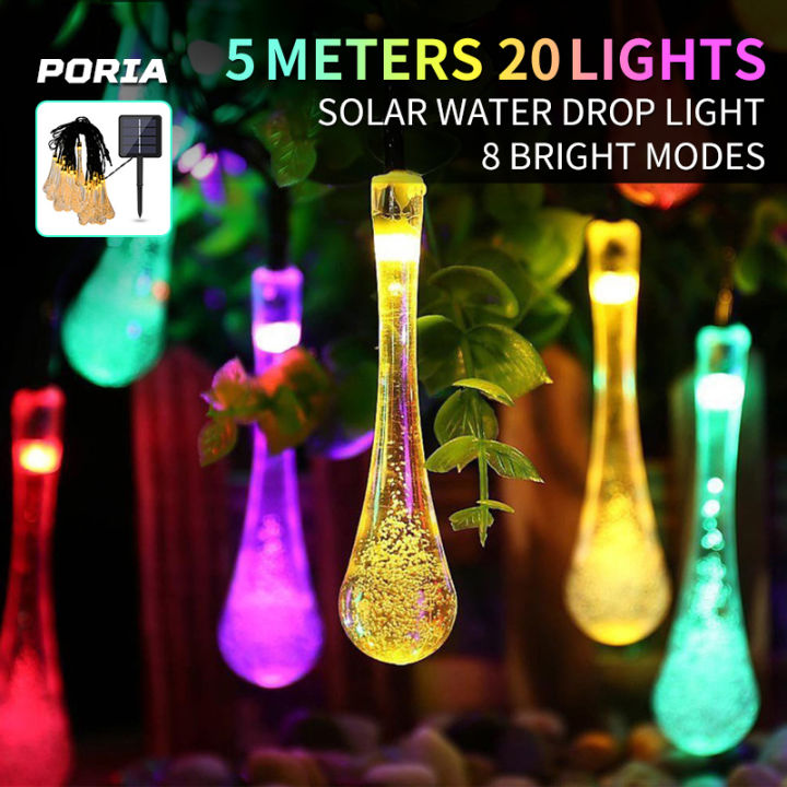 LED Bubbled Water Drop Lights Solar Christmas Lights Outdoor Waterproof ...