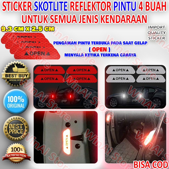 Stiker Reflector Pintu Mobil Isi 4 Sticker Reflective Reflektor Open ...