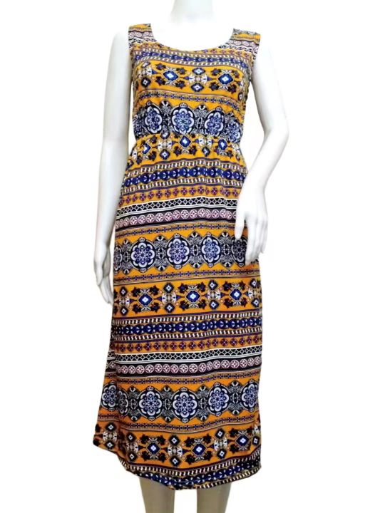 Sleeveless Floral Maxi Daster Dress For Adults FREESIZE (can fit up to ...