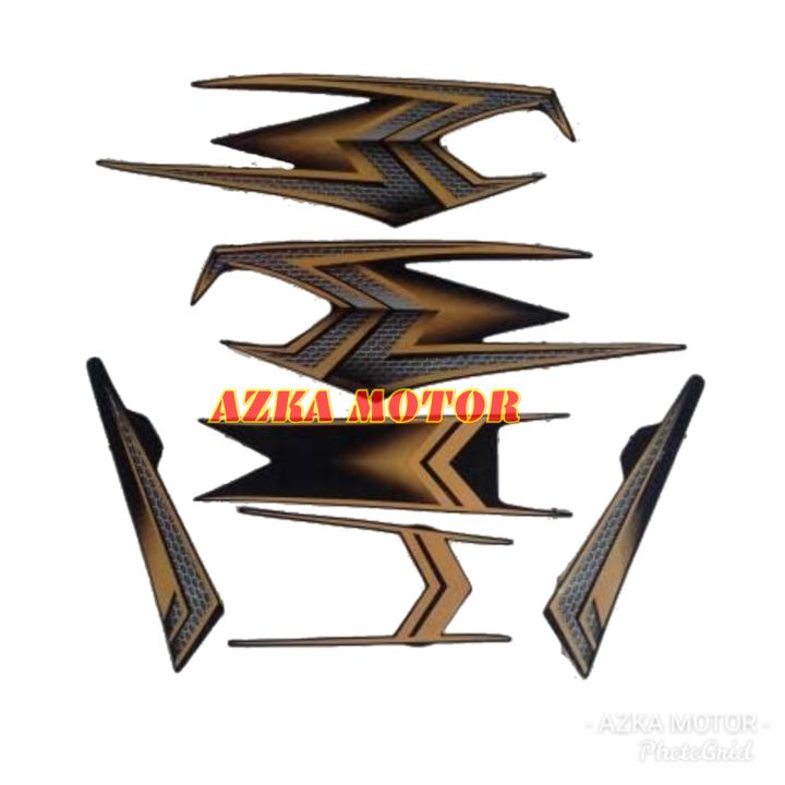 Striping/ Sticker fullbody Yamaha Rx king 2004 warna Hitam gold emas ...