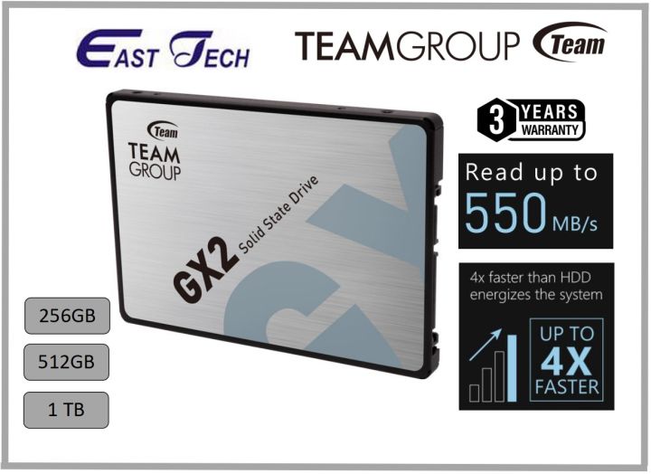 TEAMGROUP GX2 SOLID STATE DRIVE SSD 2.5" SATA 3 SSD 256GB 512GB 1TB ...