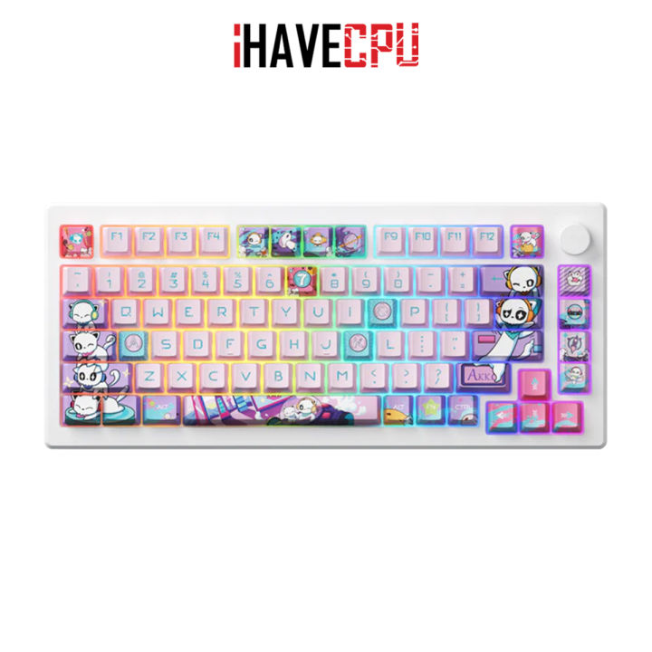 iHAVECPU KEYBOARD (คีย์บอร์ด) AKKO 7TH ANNIVERSARY MOD 007B PC HE WIRELESS (AKKO CREAM YELLOW ...