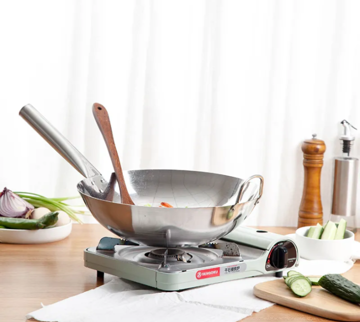 READY STOCKStainless Steel Wok Long Handle Thickened Deep Wok KUALI ...