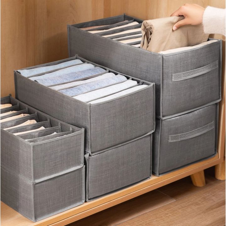 Clothes Storage Box Jeans Pants Compartment Sorting Box Wardrobe T ...