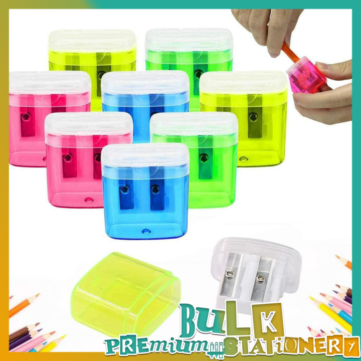 Bulk Double Hole Plastic Pencil Sharpener With Cover Large Aperture ...
